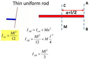 Moment of inertia of rod about two different axis | PPTX | Physics ...
