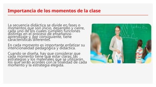 Momentos de la Clase, en una planificación diaria | PPTX