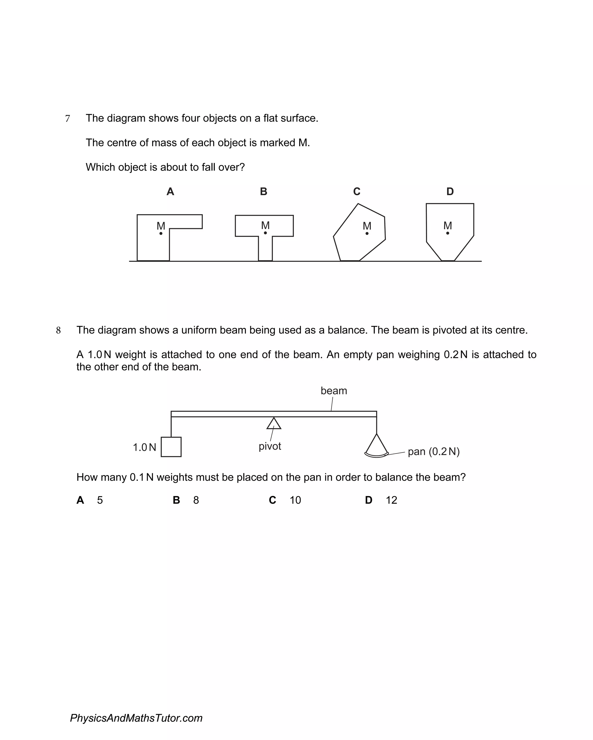 Moments & Centre of Mass (Multiple Choice) QP.pdf