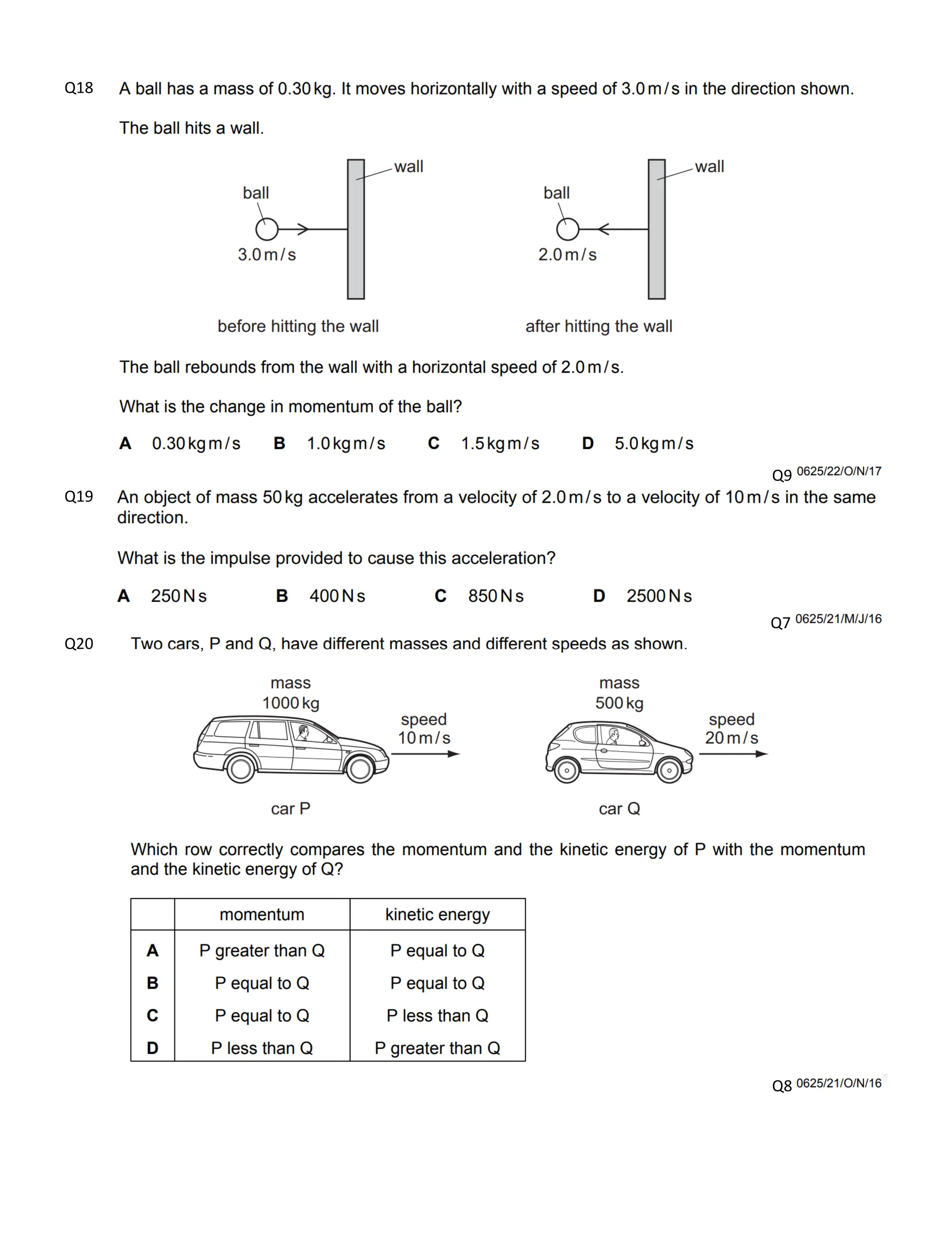 MOMENTUM IGCSE PHYSICS WORKSHEET MOMENTUM | PDF
