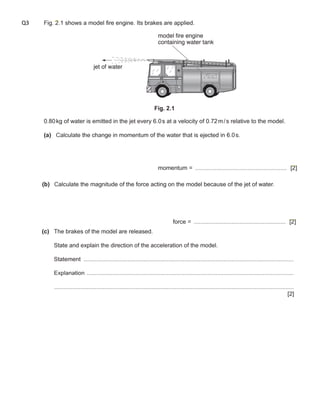 MOMENTUM IGCSE PHYSICS WORKSHEET MOMENTUM | PDF