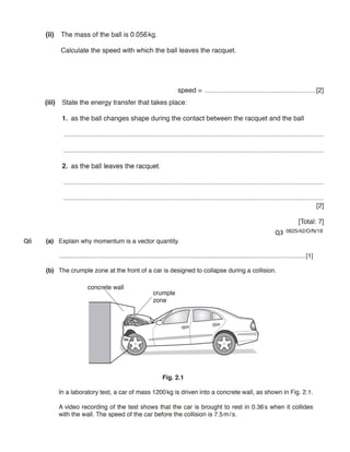 MOMENTUM IGCSE PHYSICS WORKSHEET MOMENTUM | PDF