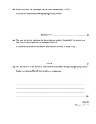 MOMENTUM IGCSE PHYSICS WORKSHEET MOMENTUM | PDF