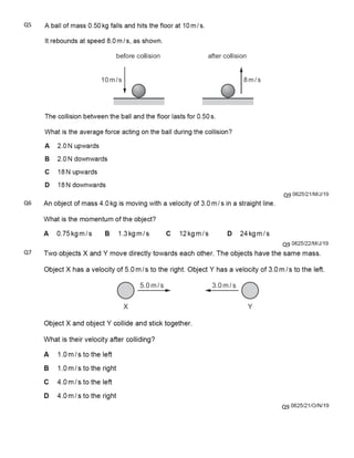 MOMENTUM IGCSE PHYSICS WORKSHEET MOMENTUM | PDF