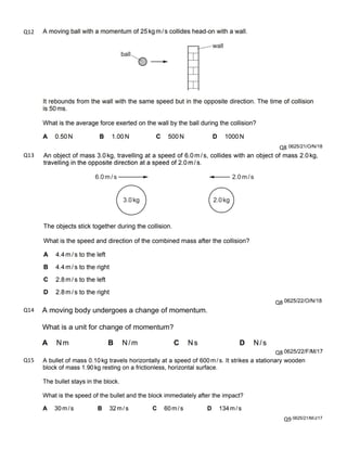 MOMENTUM IGCSE PHYSICS WORKSHEET MOMENTUM | PDF