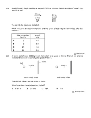 MOMENTUM IGCSE PHYSICS WORKSHEET MOMENTUM | PDF