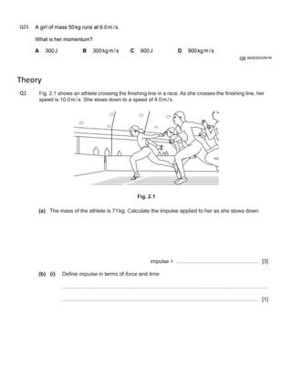 MOMENTUM IGCSE PHYSICS WORKSHEET MOMENTUM | PDF