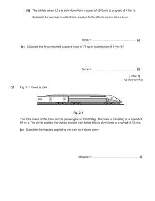 MOMENTUM IGCSE PHYSICS WORKSHEET MOMENTUM | PDF