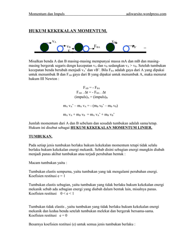 Momentum dan Impuls | PDF
