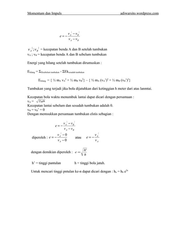 Momentum dan Impuls | PDF