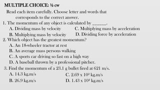momentum-impulse Science 9 quarter 4.pptx