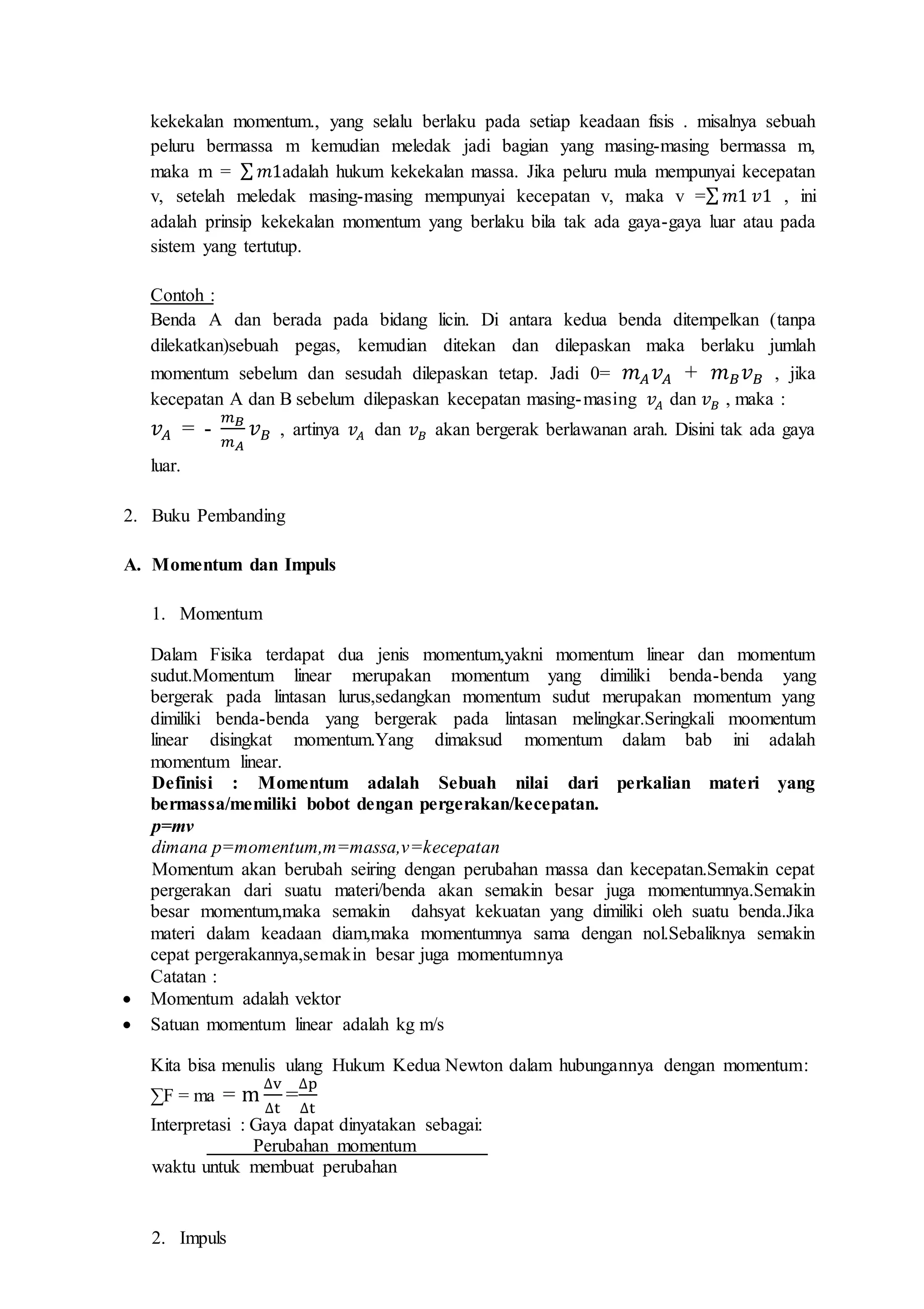 Momentum dan impuls | DOCX