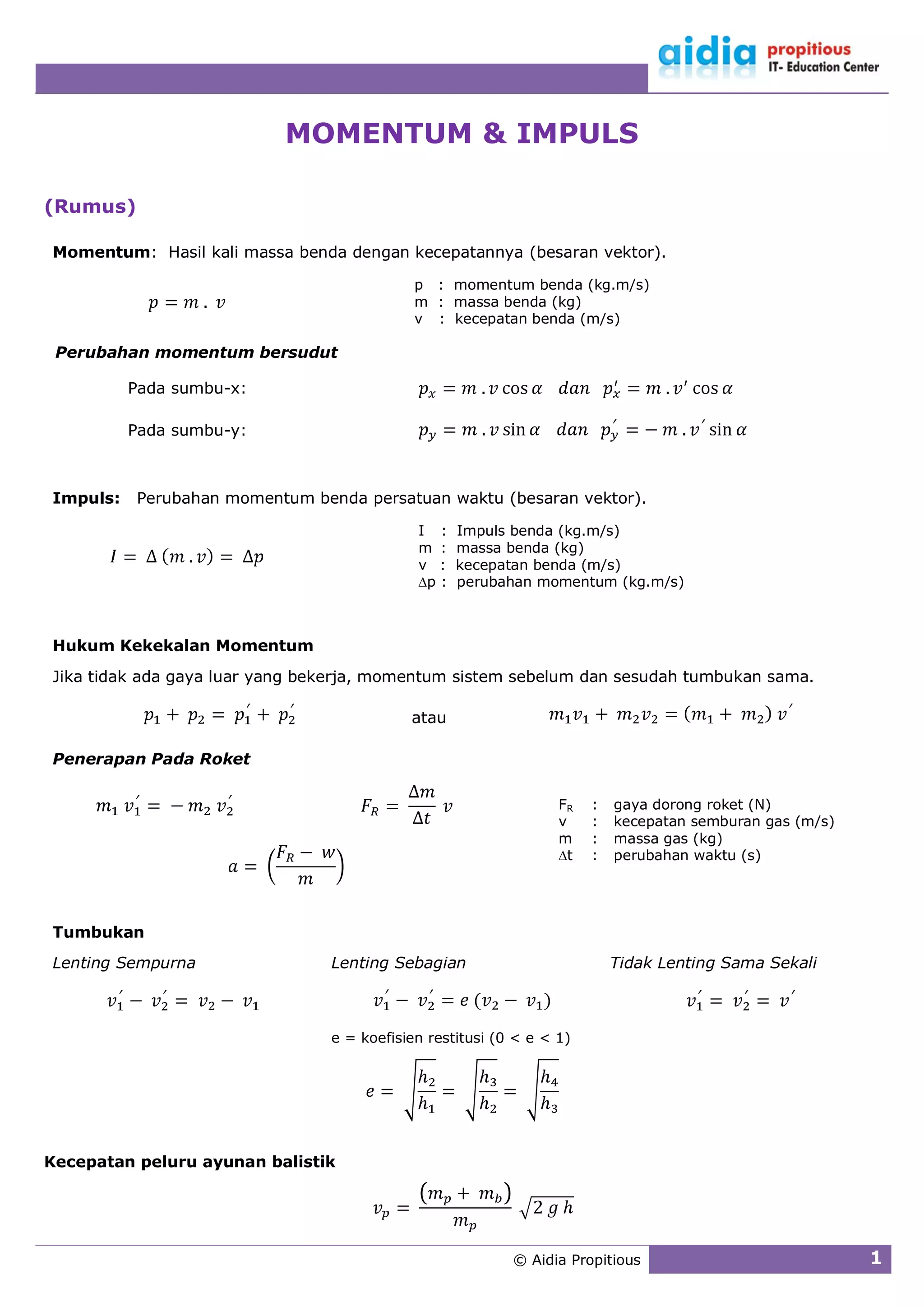 Momentum dan Impuls | PDF