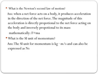 Momentum science physics presentation reporting | PPTX