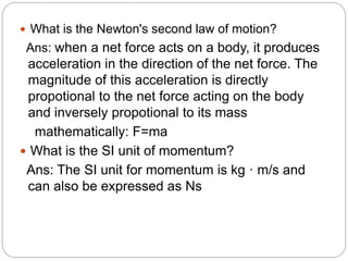 Momentum ppt physics grade 11 | PPTX