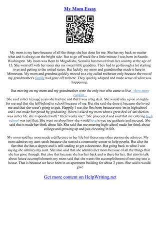 Mom Essays | PDF