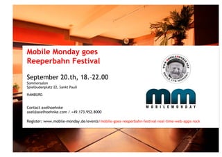 Mobile Monday goes Reeperbahn Festival | PDF | Business | Business and ...