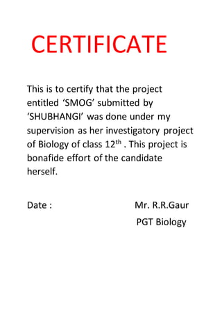 Biology investigatory project class 12 | DOCX