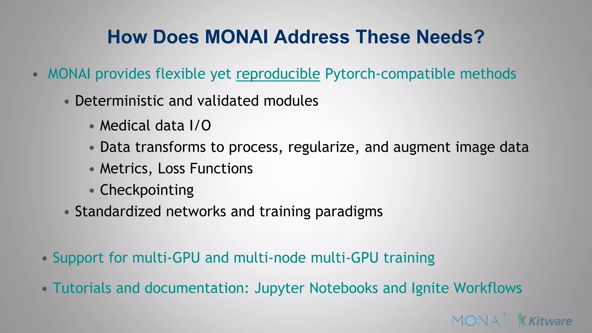MONAI: Medical imaging AI for data scientists and developers @ 3D Slicer Project Week, 2020 | PPTX