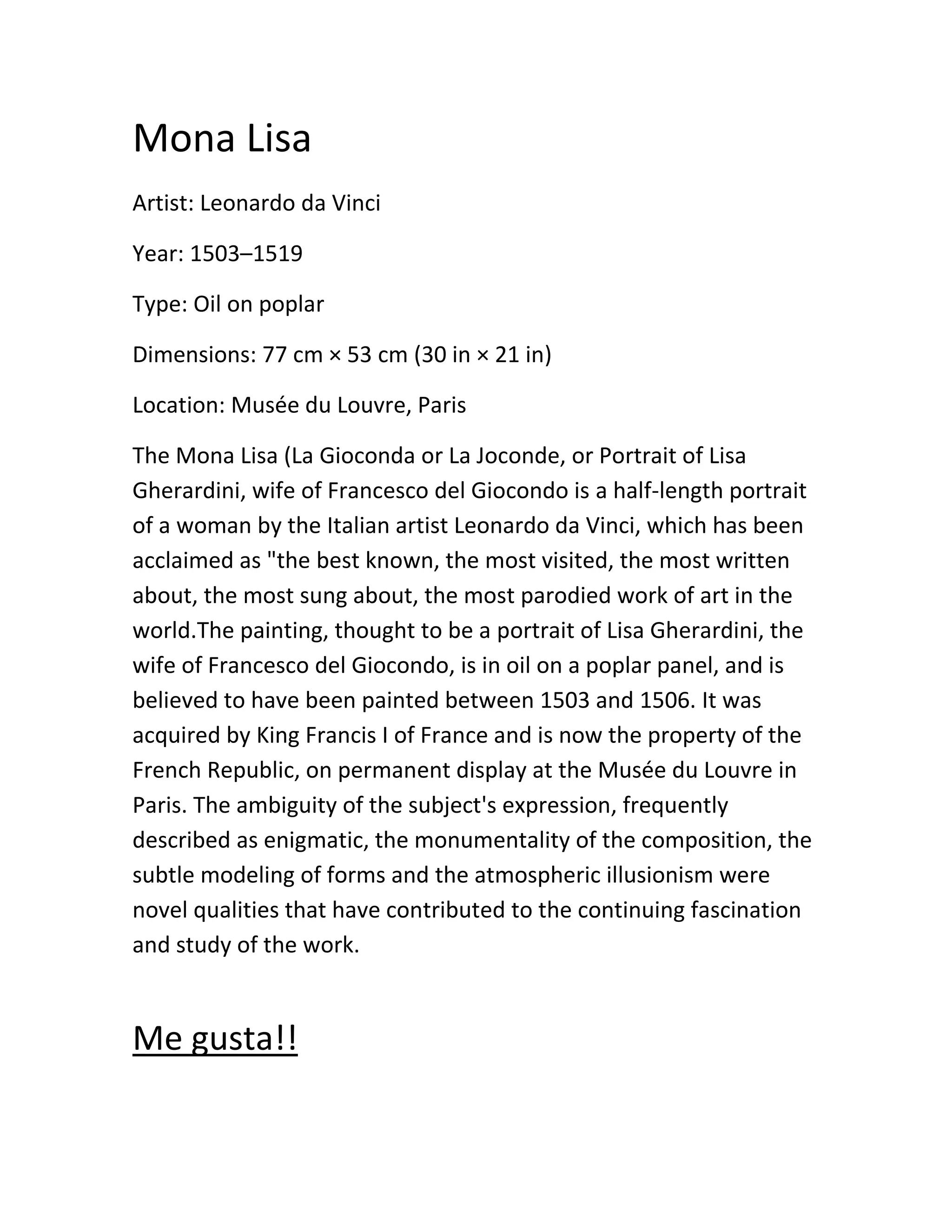 Mona lisa | DOCX