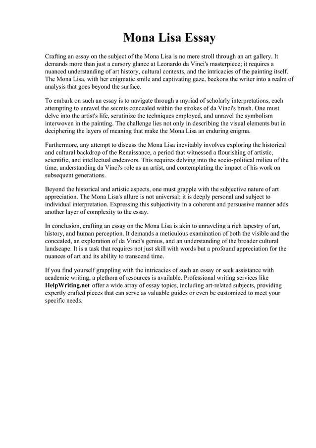 Mona Lisa Essay | PDF