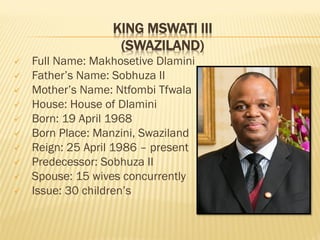 A list of current monarch's in the world | PDF