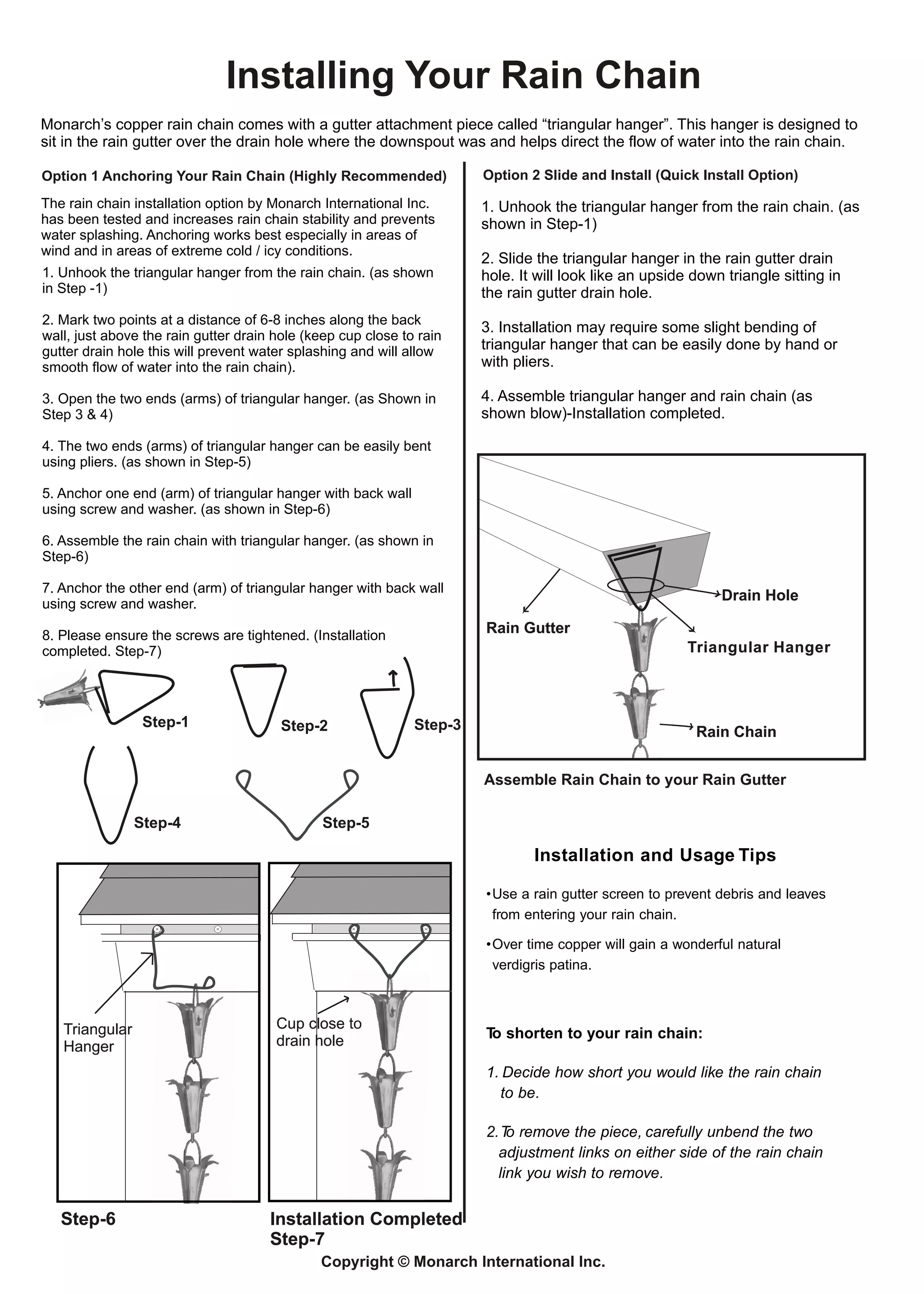 Monarch rain chains copper lilly-rain-chain-installation-instructions | PDF