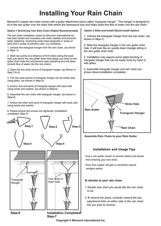 Monarch rain chains copper lilly-rain-chain-installation-instructions | PDF