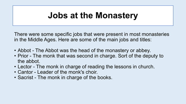 Monasteries in Middle Ages | PPTX | Christianity | Religion & Spirituality