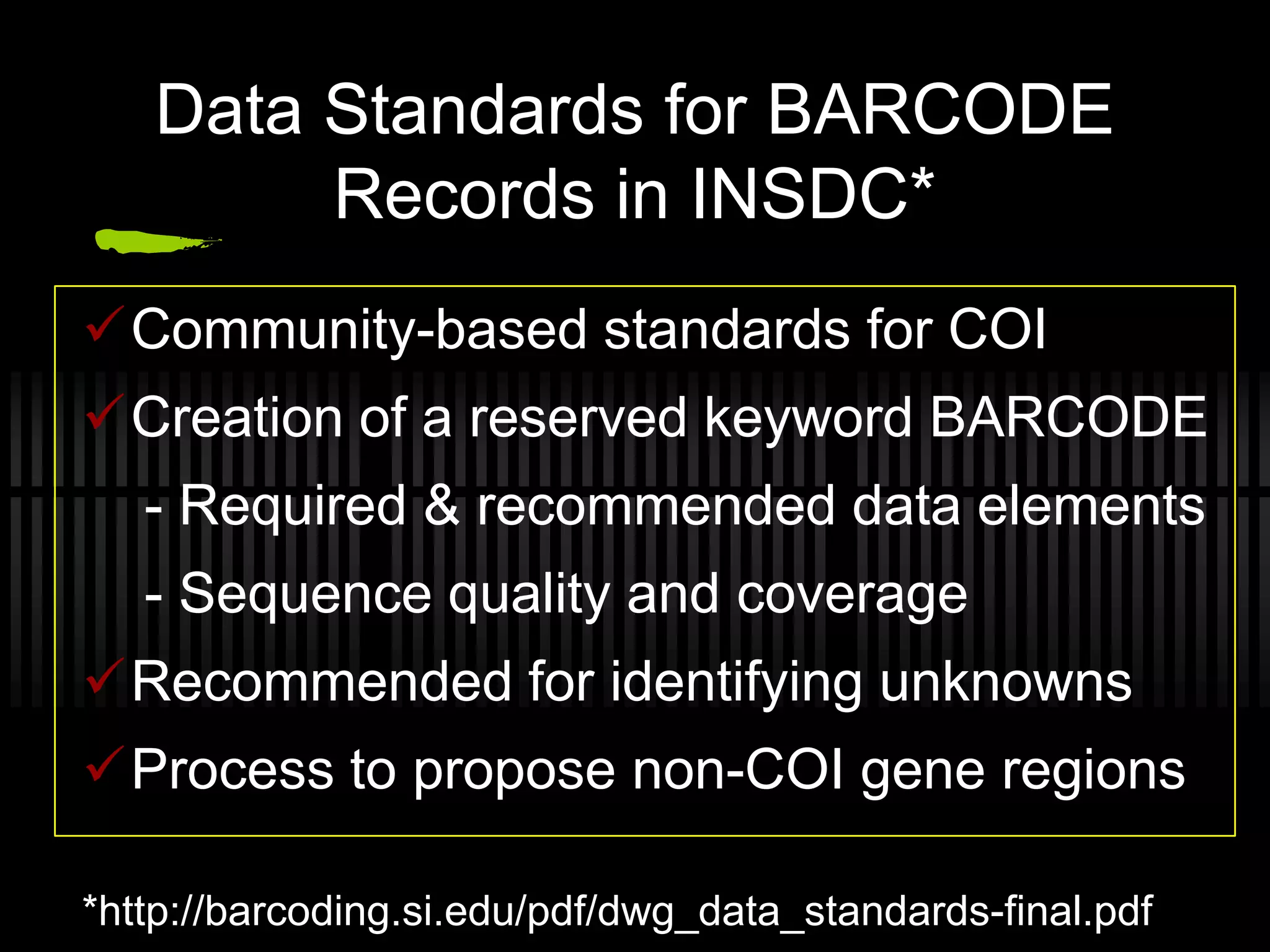 Dr Robert Hanner - Barcode Data standards for animals, plants & fungi ...