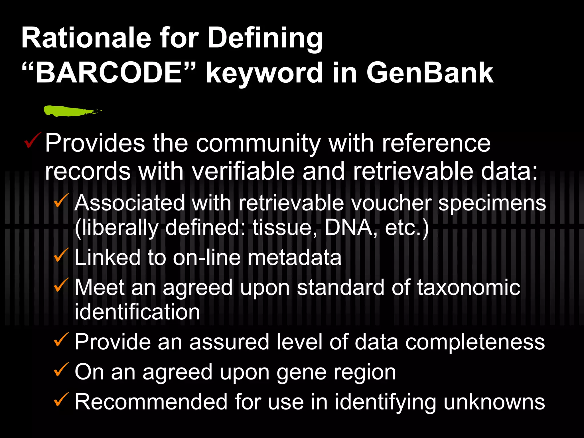 Dr Robert Hanner - Barcode Data standards for animals, plants & fungi ...