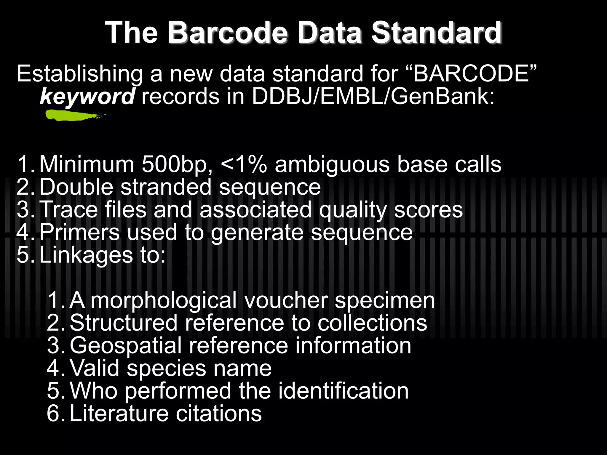 Dr Robert Hanner - Barcode Data standards for animals, plants & fungi ...