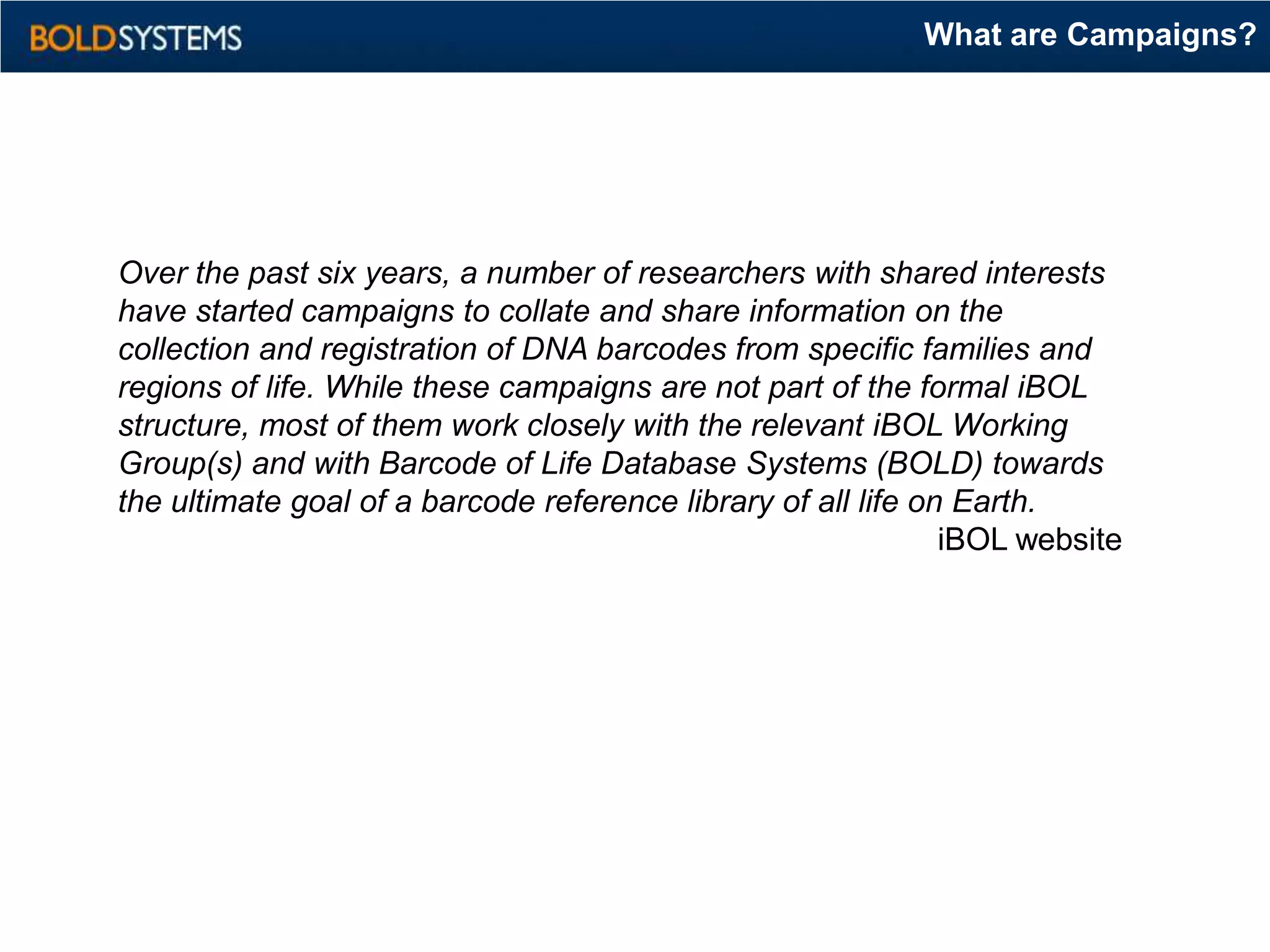 Dr Robert Hanner & Dr Dirk Steinke - Campaigns on BOLD | PPTX