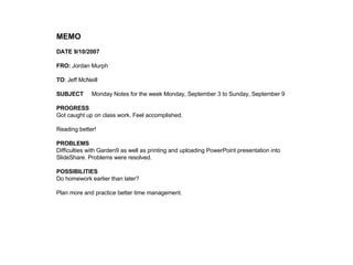 Monday Note 9/10/2007 | PPT
