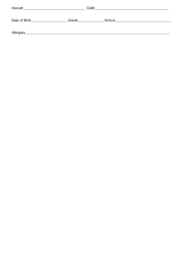 Monday Art Class Sign Up Sheet