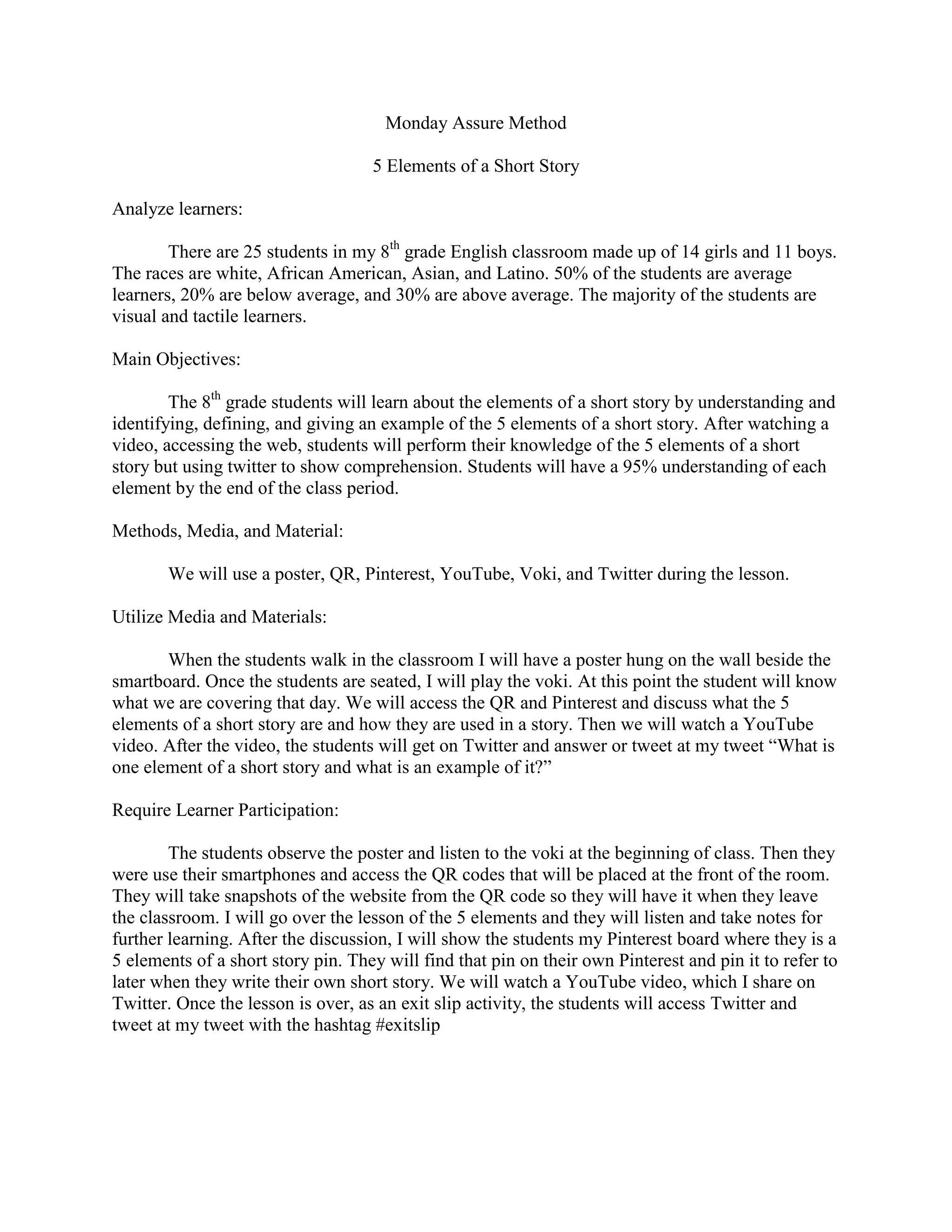 Monday assure method | DOCX