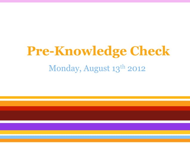 Pre-Knowledge Check Lesson | PDF