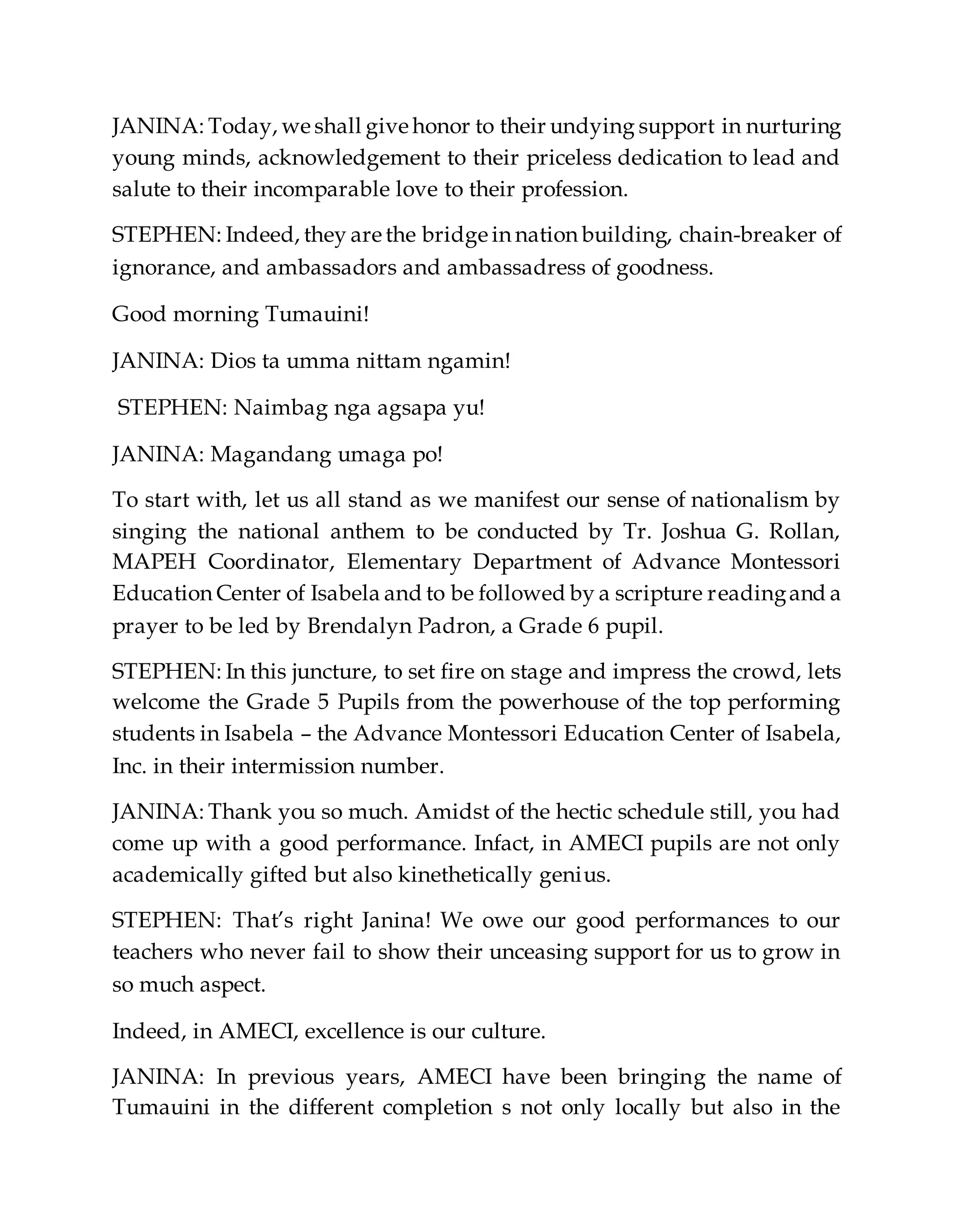 TEACHERS DAY SCRIPT convocation | DOCX