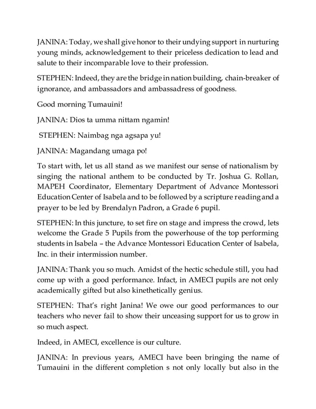 TEACHERS DAY SCRIPT convocation | DOCX | Religion & Spirituality