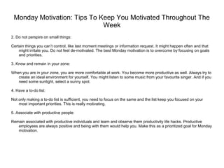 Monday motivation: tips to keep you motivated throughout the week | PPT