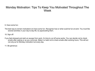 Monday motivation: tips to keep you motivated throughout the week | PPT