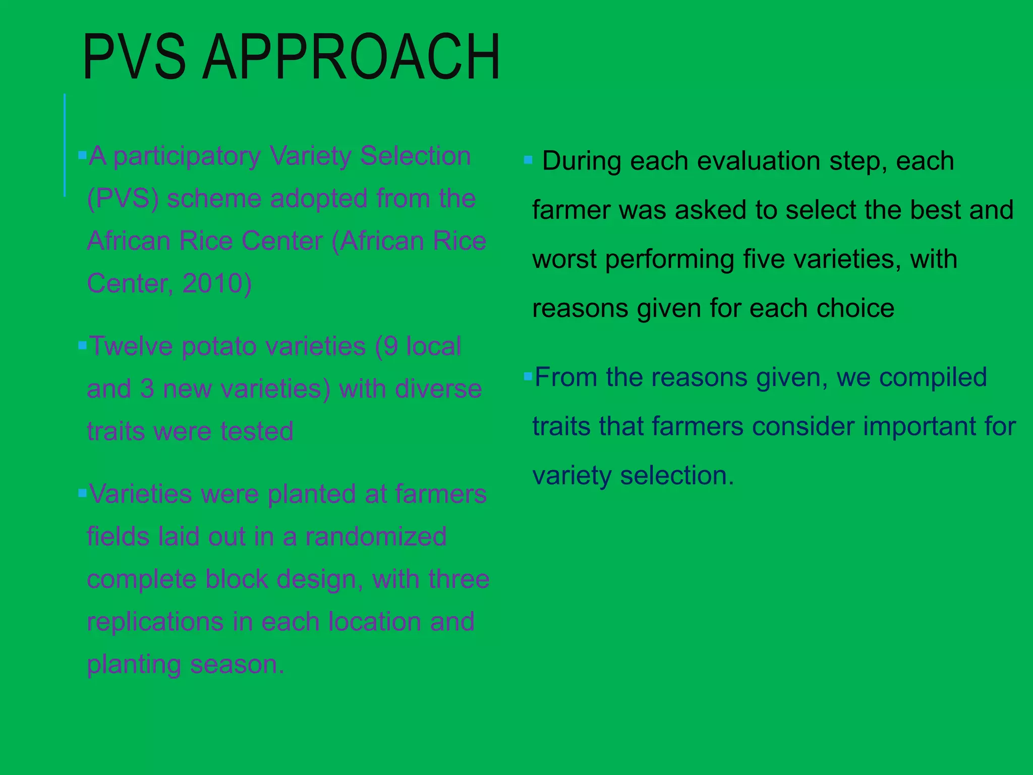 Participatory variety selection: a tool to understand farmers’ potato ...
