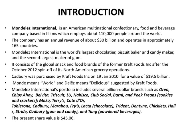 Mondelez Company Profile | PPTX