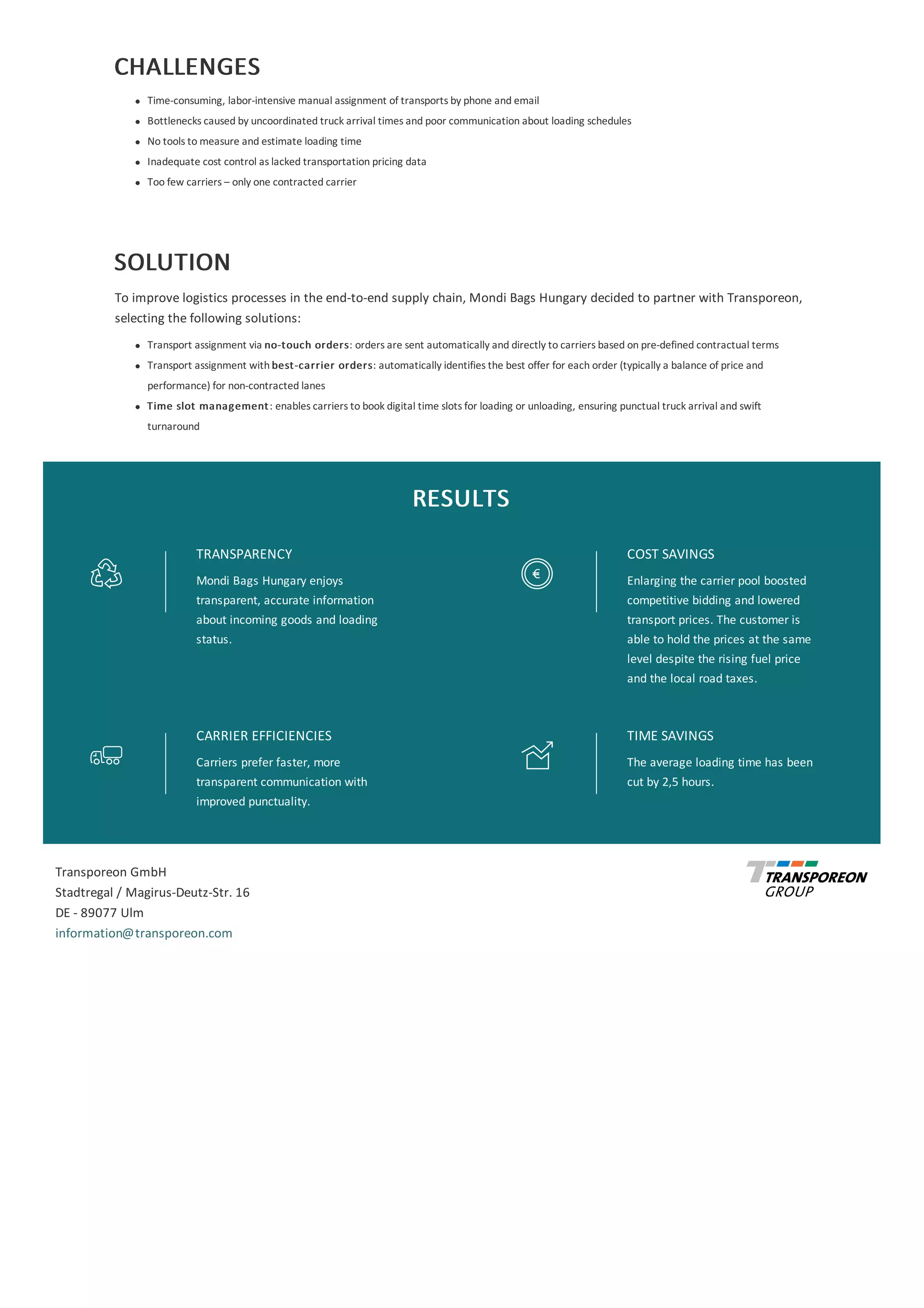 Mondi Group TRANSPOREON Group Case Study | PDF