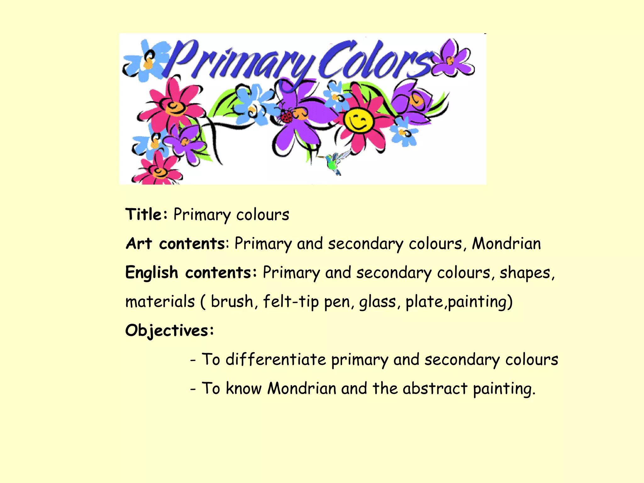 Primary colours- Mondrian | PPT