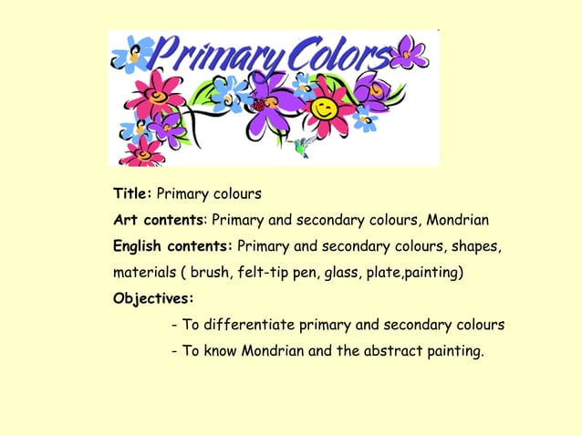 Primary colours- Mondrian | PPT | Arts and Crafts | Hobbies & Interests