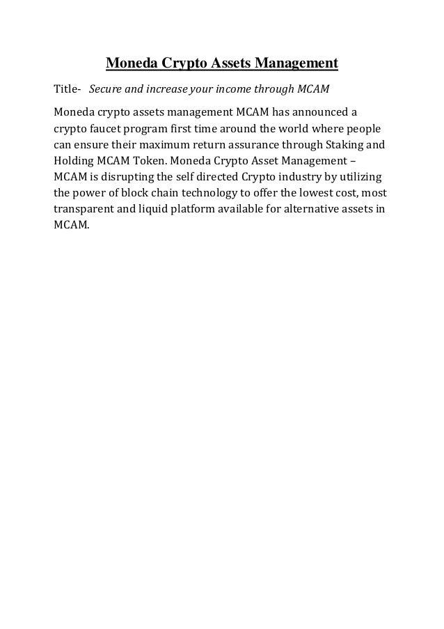 Secure and increase your income through MCAM | PDF