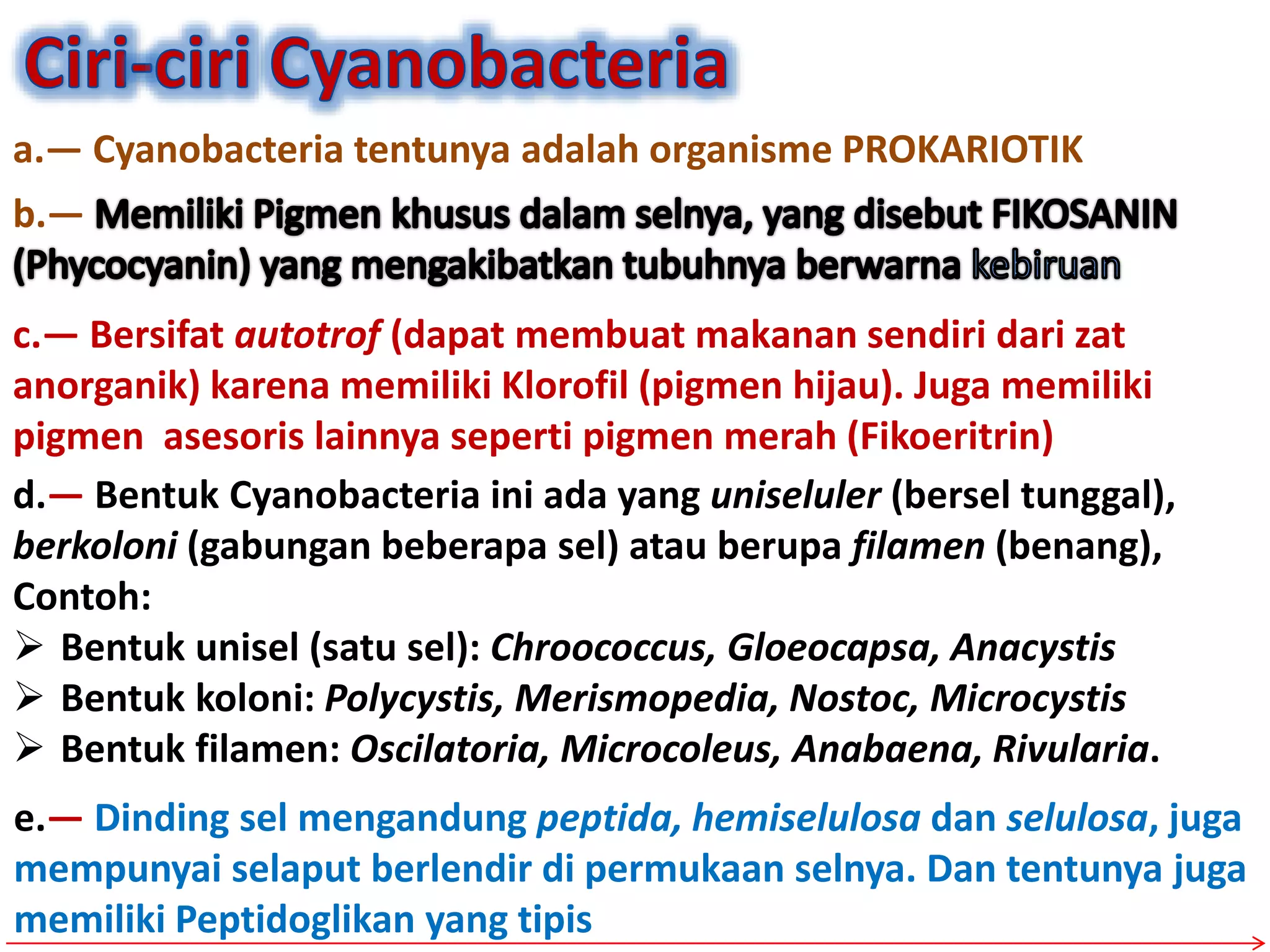 Monera cyanobacteria (alga hijau-biru)/Ganggang hijau biru | PPTX