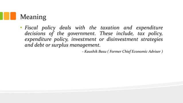 Monetary and fiscal policy of india | PPTX