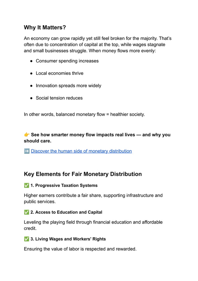 Monetary Distribution_ The Key to a Balanced and Fair Economy | PDF